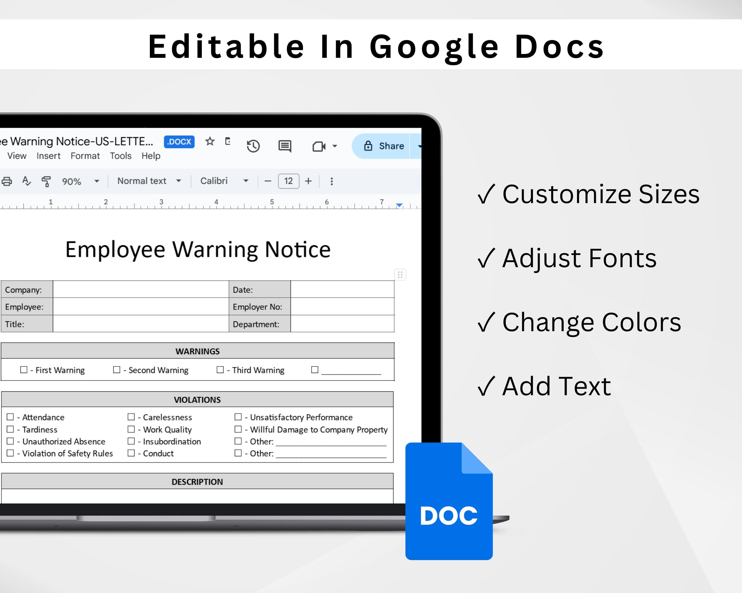 PRINTABLE Employee Warning Notice. Employee Write Up. Employee ...