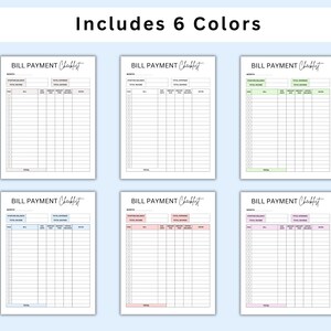 Bill Payment Checklist Tracker. Bill Pay Organizer. Bill Management ...