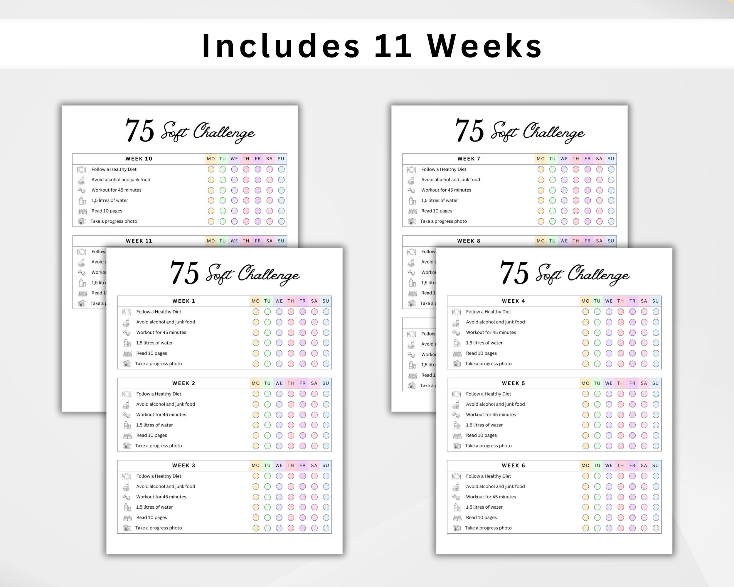 75 Soft Challenge Tracker | Wellness & Fitness Goal Journal | 75 Day ...