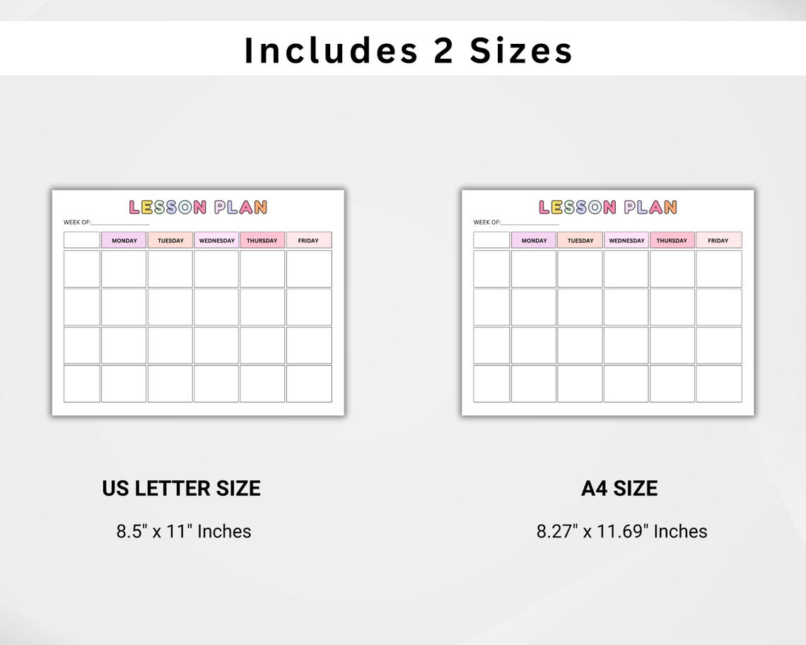 PRINTABLE Weekly Lesson Plan for Preschool Homeschool Teacher Planner ...