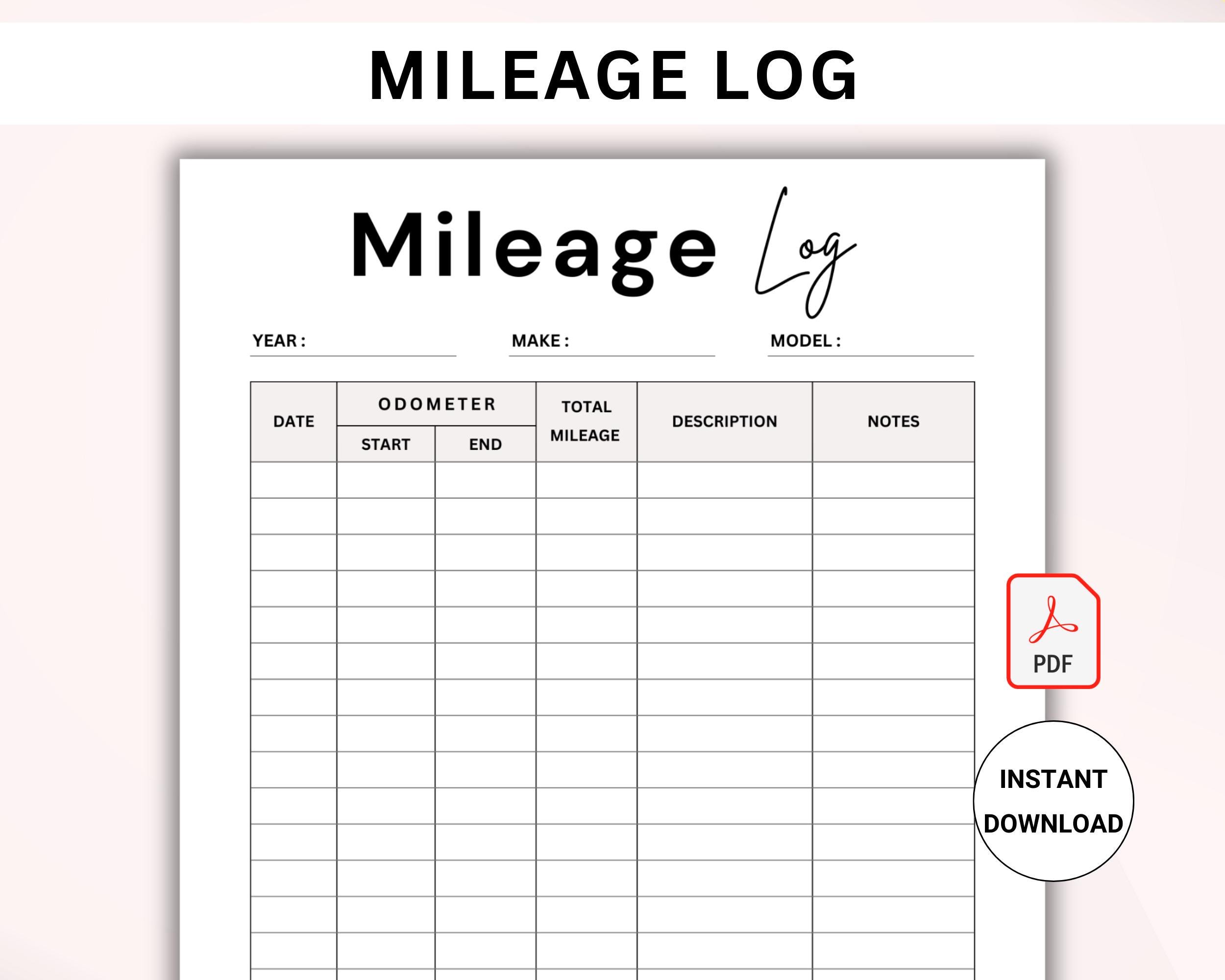 Printable Mileage Log. Mileage Tracker. Car Mileage. Vehicle Mileage ...