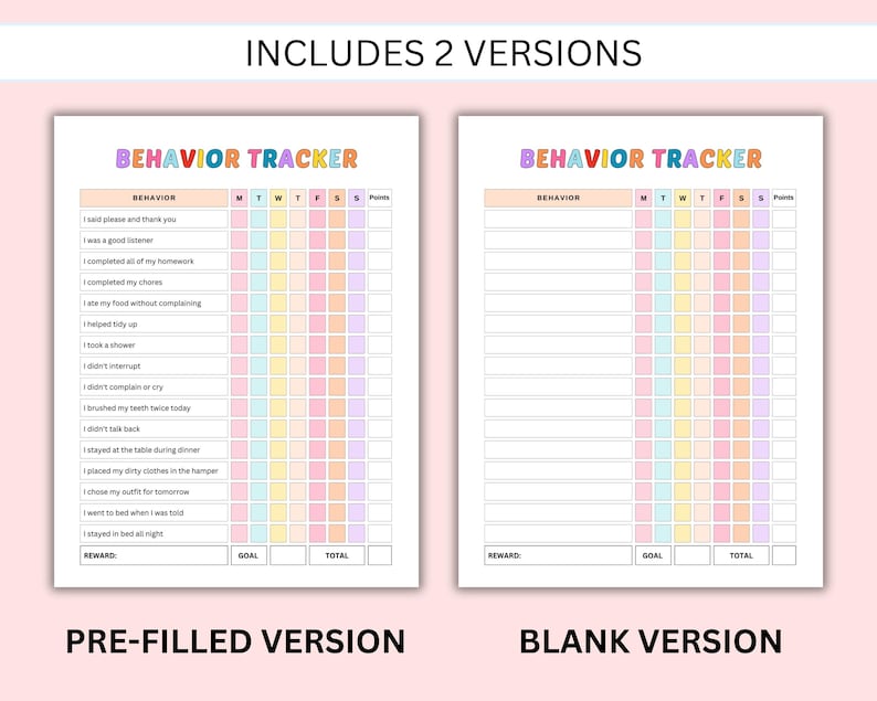 Printable Behavior and Chore Chart for Kids at Home. Daily Good ...