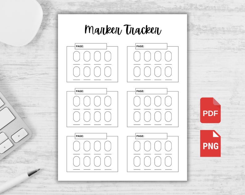Marker Tracker Printable Planner Page Journal Color Tracker Journal ...
