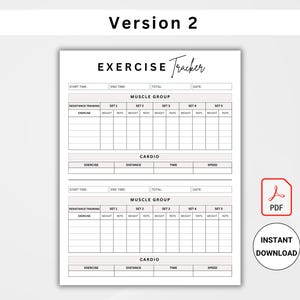 Workout Tracker Printable PDF, Exercise Tracker, Daily Fitness Log ...