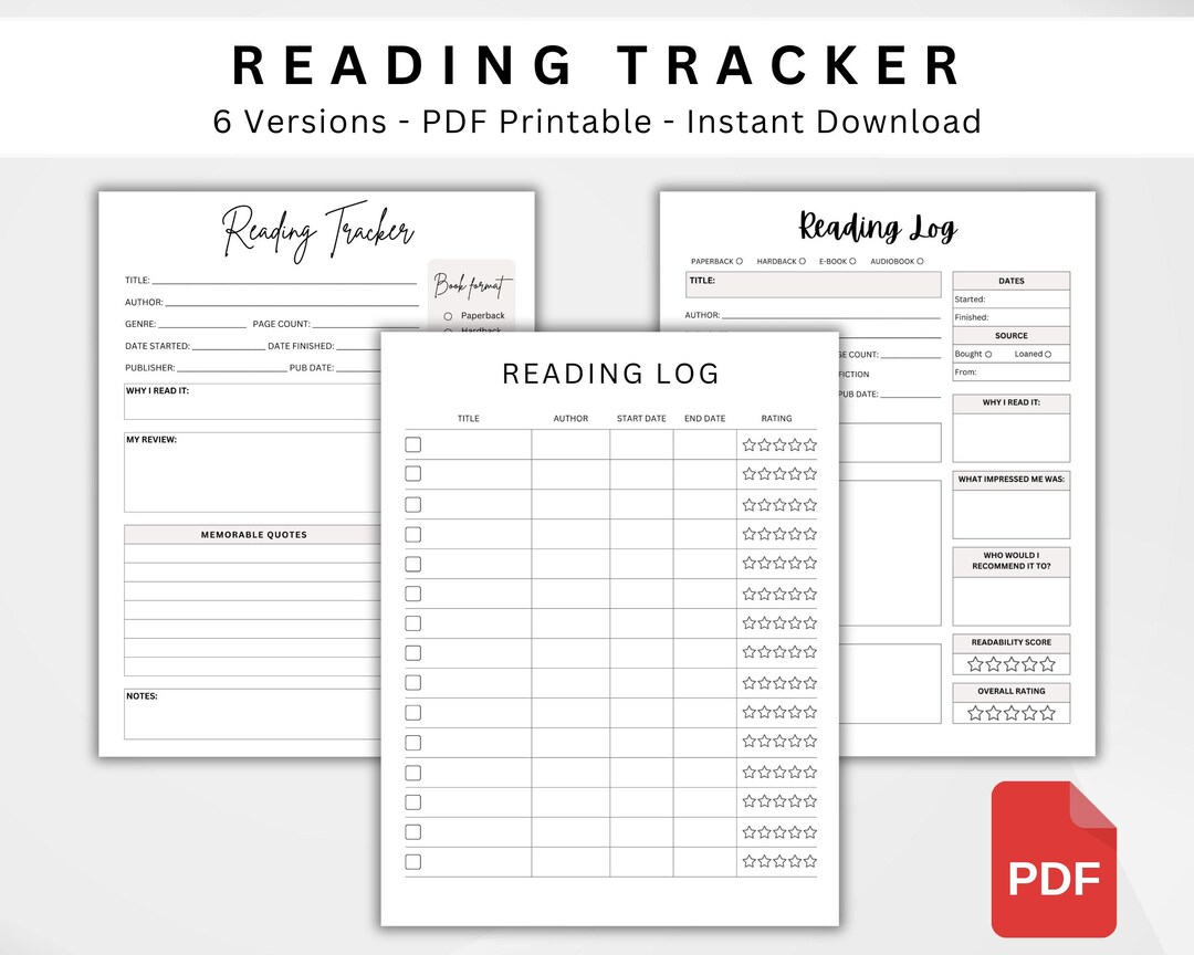 Printable Reading Log Bundle. Reading Tracker. Books I've Read. Book ...
