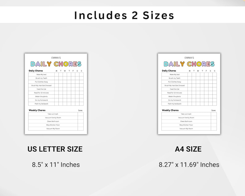 Editable Chore Chart for Kids. Printable. Kids Daily Weekly ...