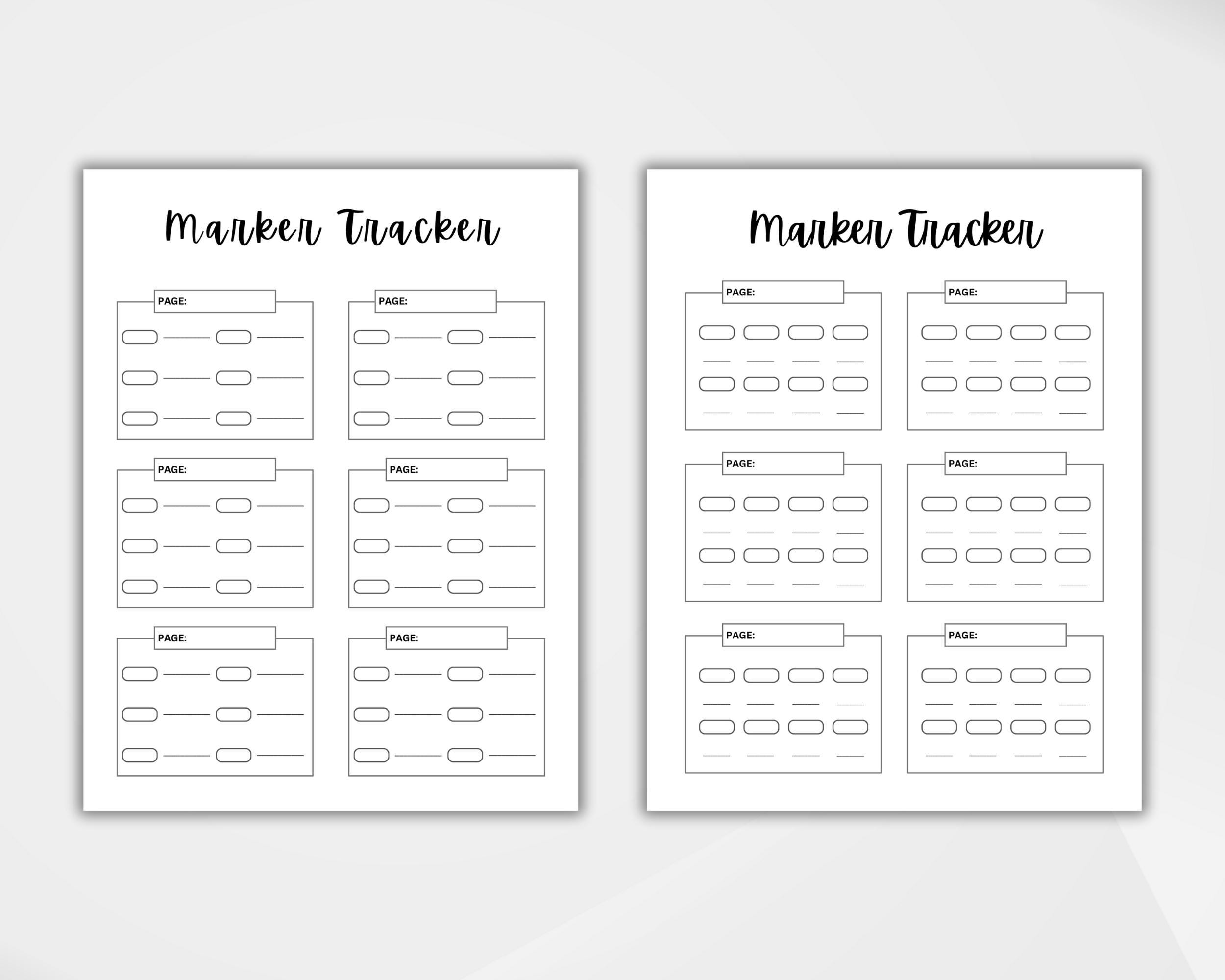 Marker Tracker Printable Planner Page Journal Color Tracker Journal ...