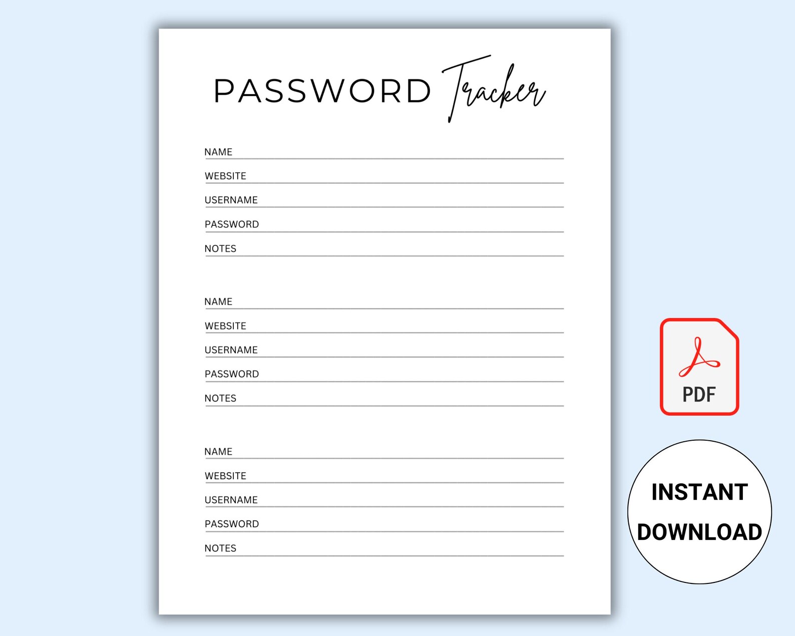 Password Log Printable | Password Tracker | Address Book | Password Keeper Sheet | Password ...