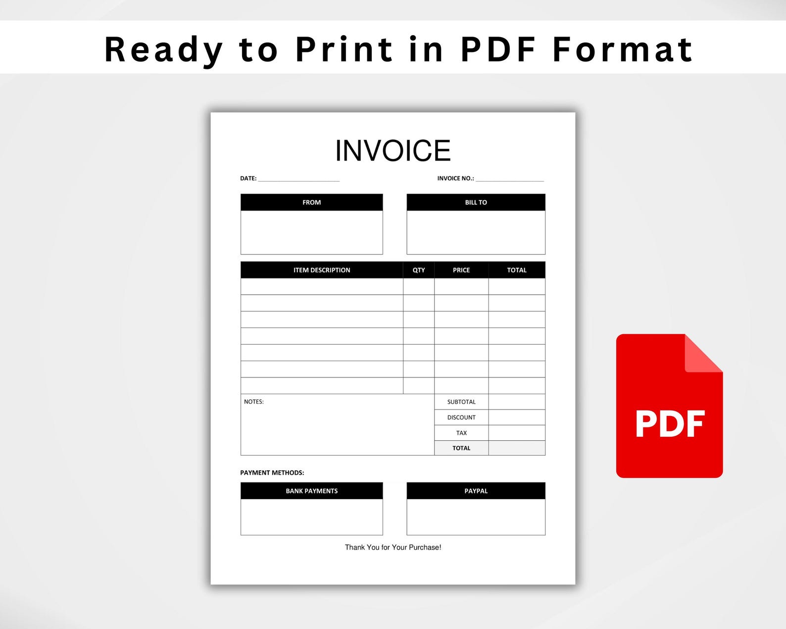 Invoice Template | Small Business Billing Sheet | Editable Invoice Word ...