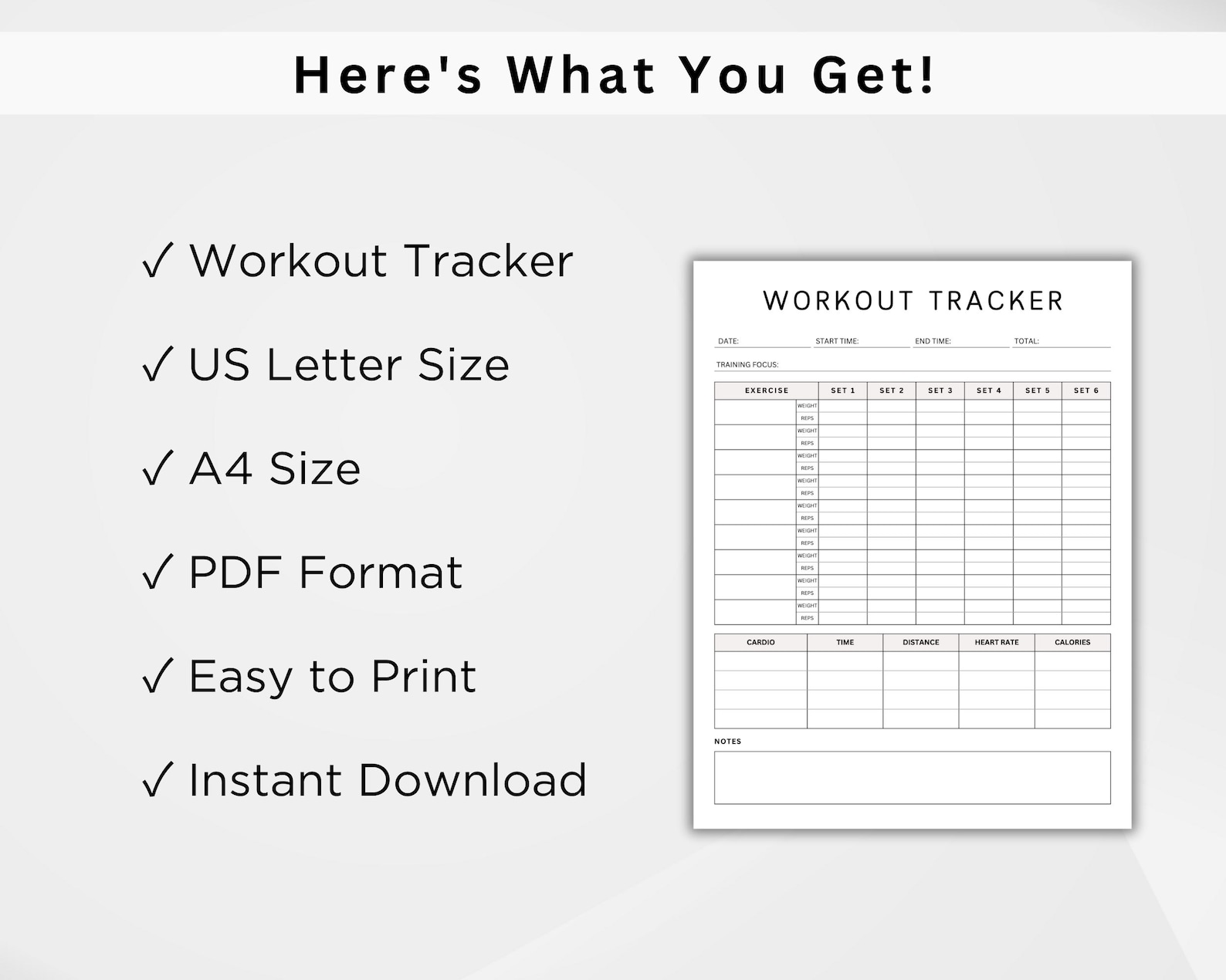 Workout Tracker Printable PDF. Exercise Tracker. Fitness Log. Daily ...