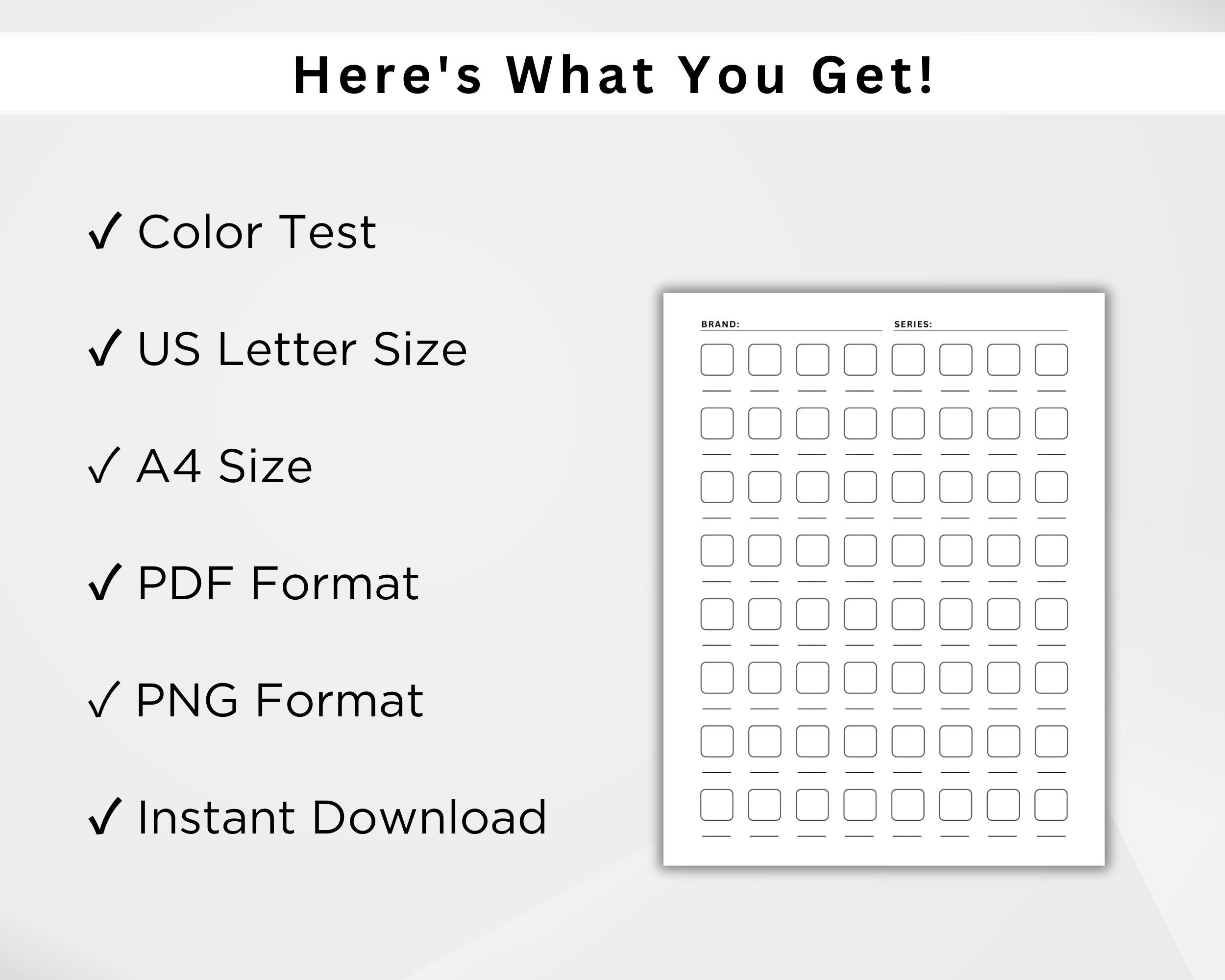 Color Swatch Charts. Swatch Test Template. Blank Color Test. Color ...
