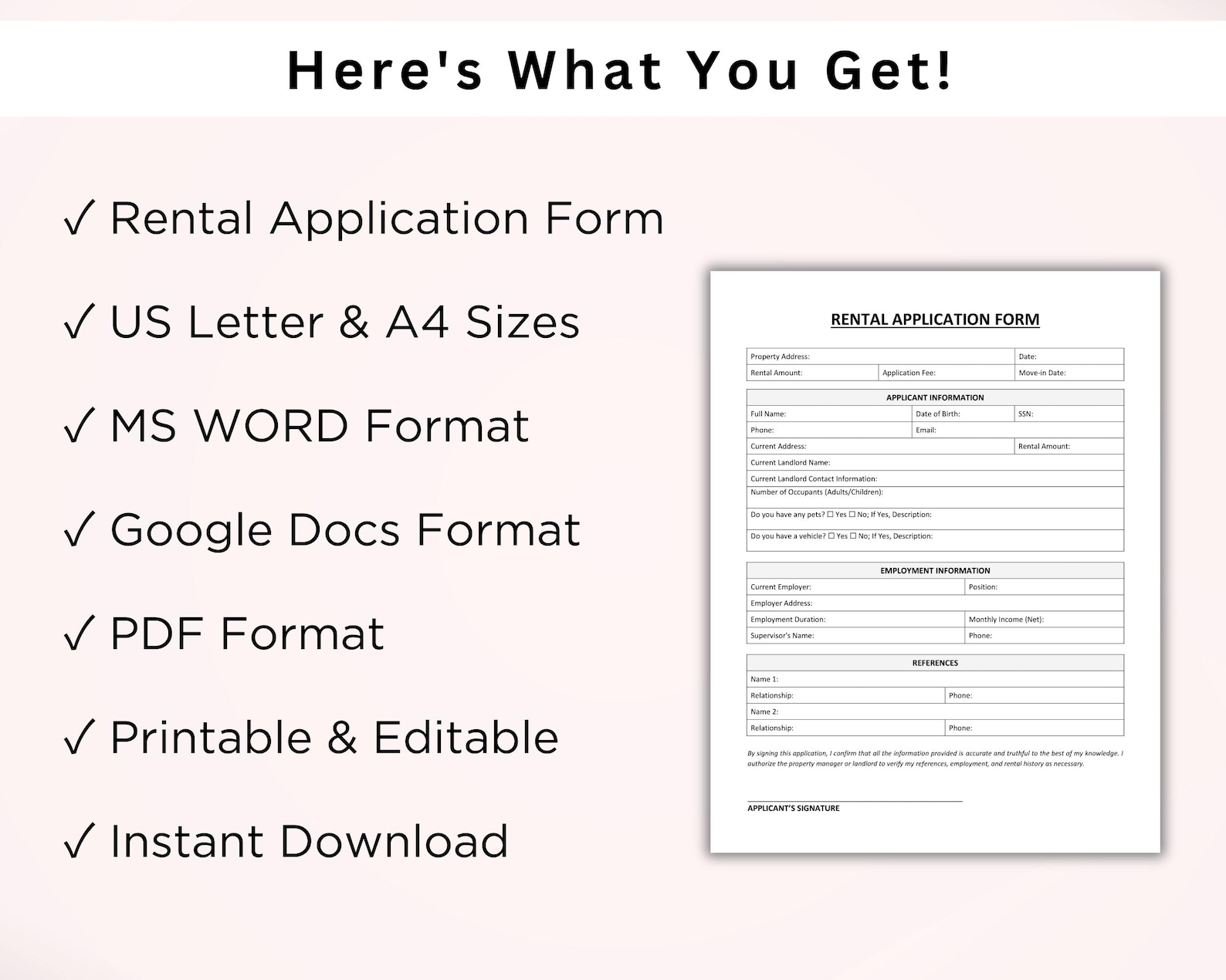 Printable Rental Application Form. Landlord Rental Application. Tenant ...