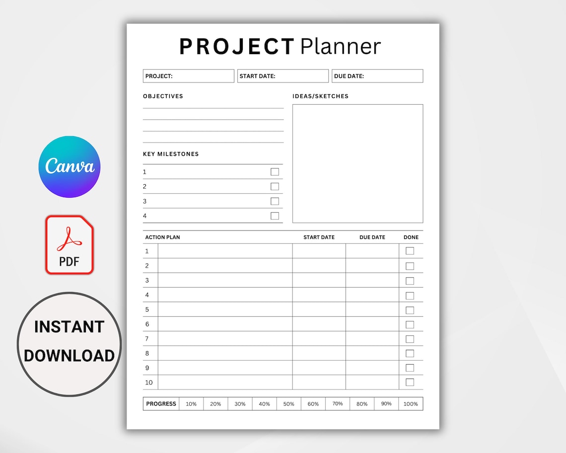 Printable Project Planner. Project Planning Templates. Work Project ...