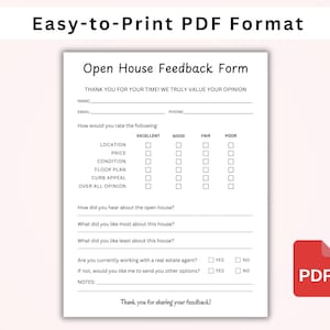 Printable Open House Feedback Form. Real Estate Agent Open House ...