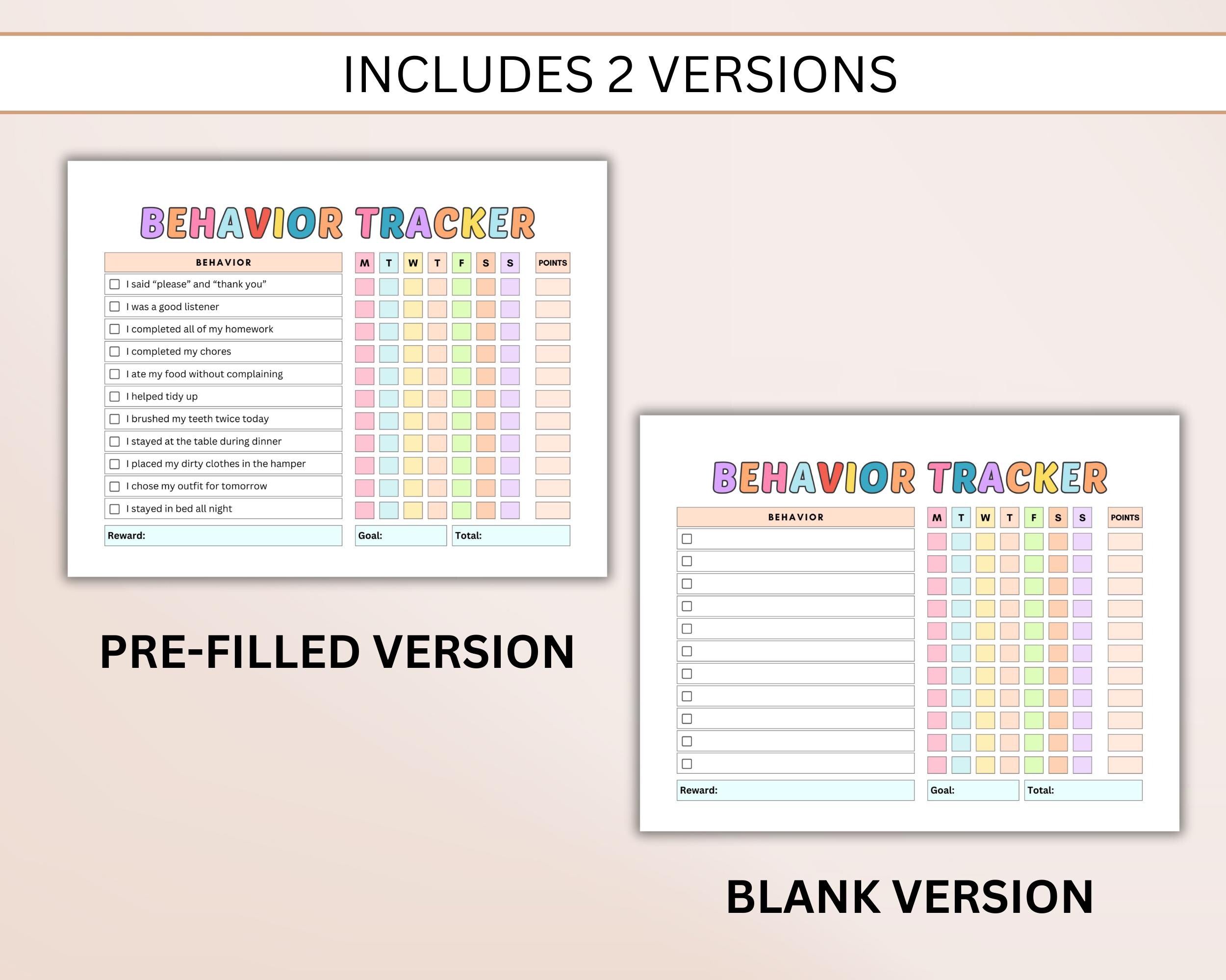 Printable Kids Behavior Tracker | Reward Chart for Positive Habit ...