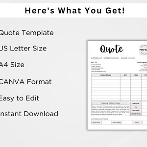 Editable Price Quotation Form Canva Template, Small Business Price ...