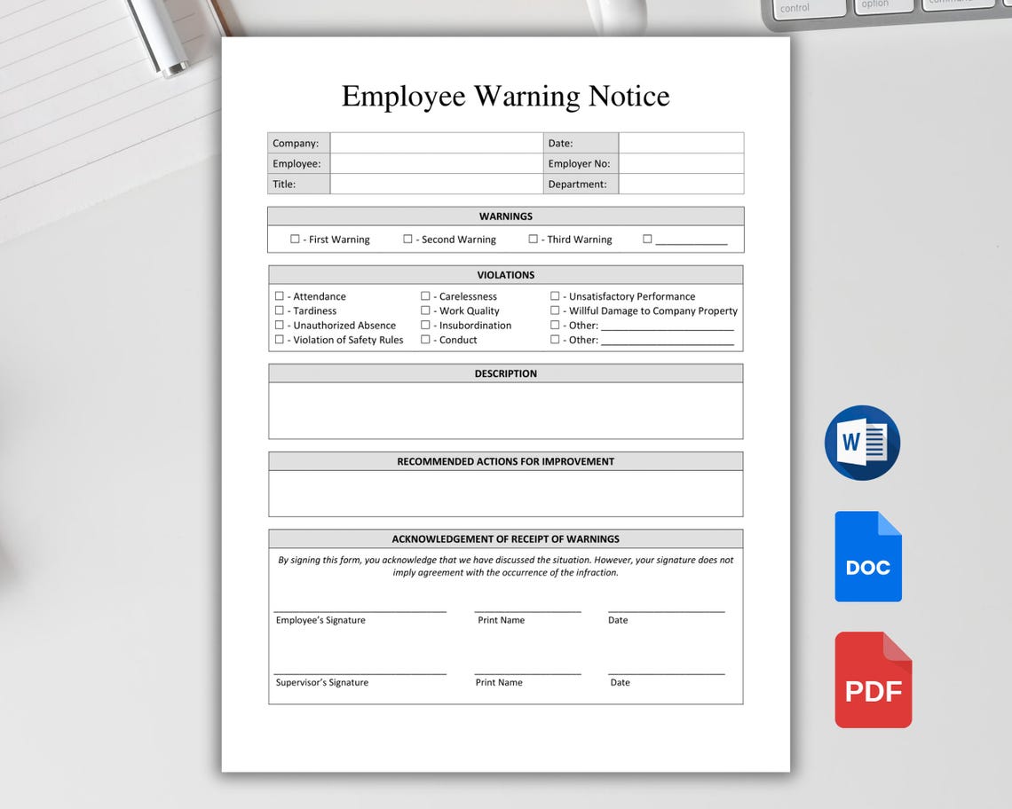 PRINTABLE Employee Warning Notice. Employee Write Up. Employee ...