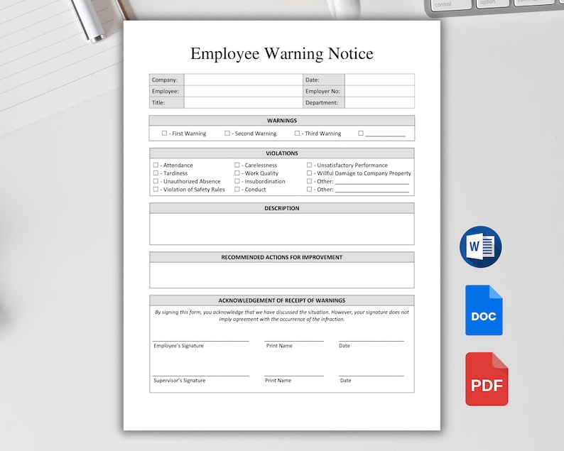 PRINTABLE Employee Warning Notice. Employee Write Up. Employee ...