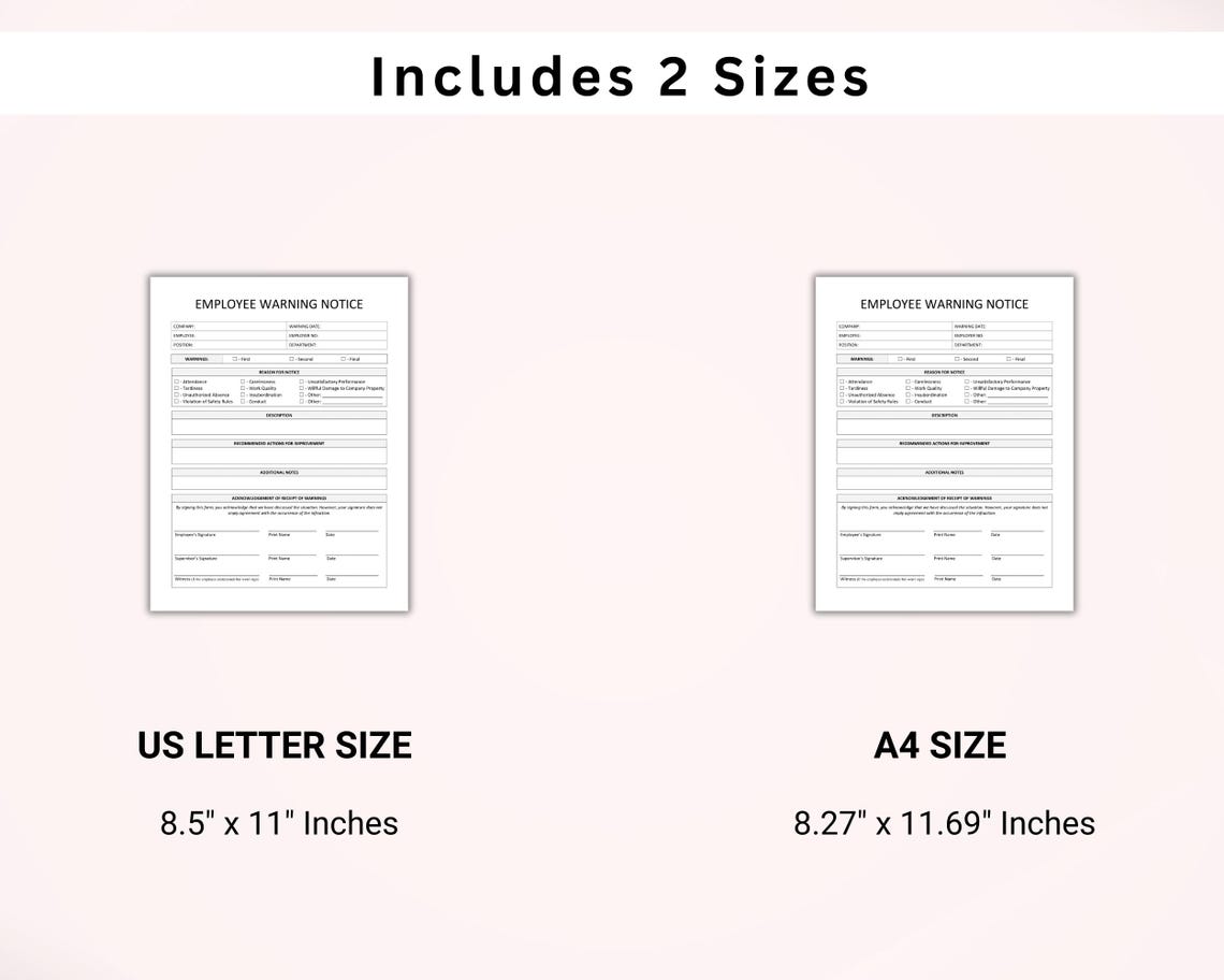 Employee Warning Notice. Printable Employee Write Up. Employee ...