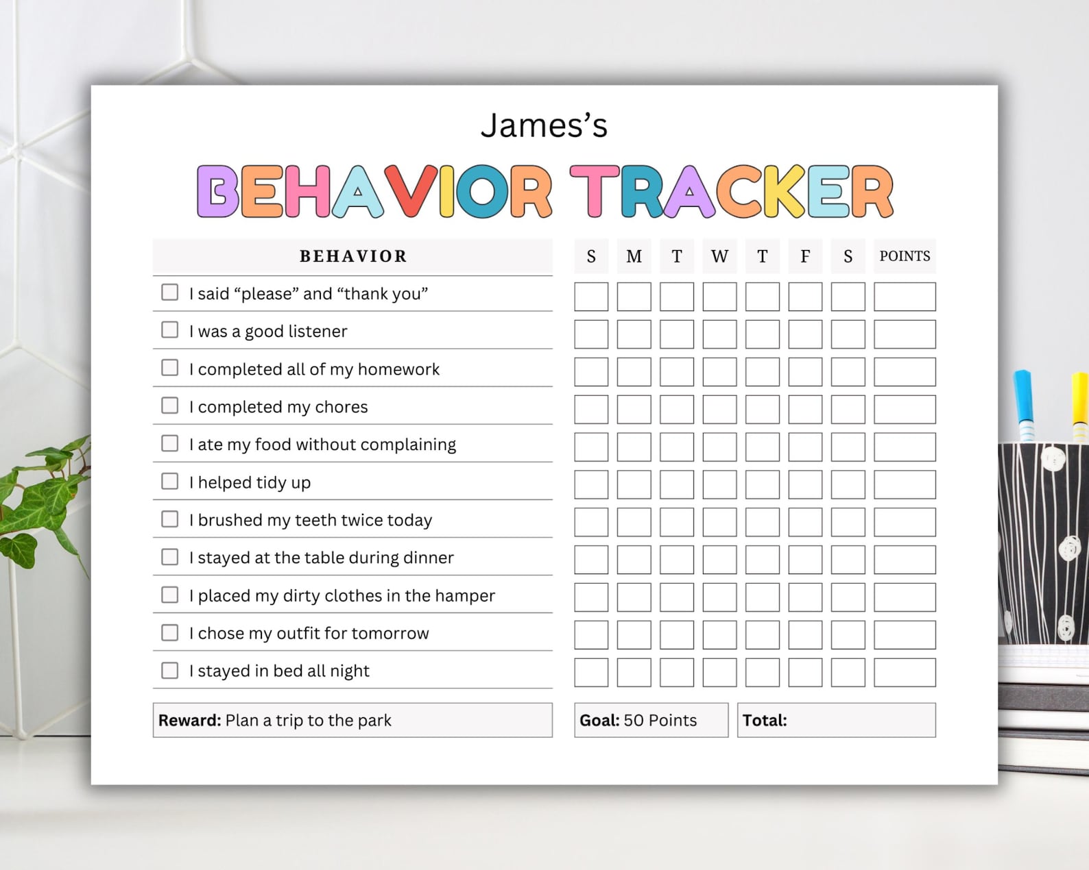 Behavior Tracker for Kids Printable. Good Behavior Chart. Behavior ...