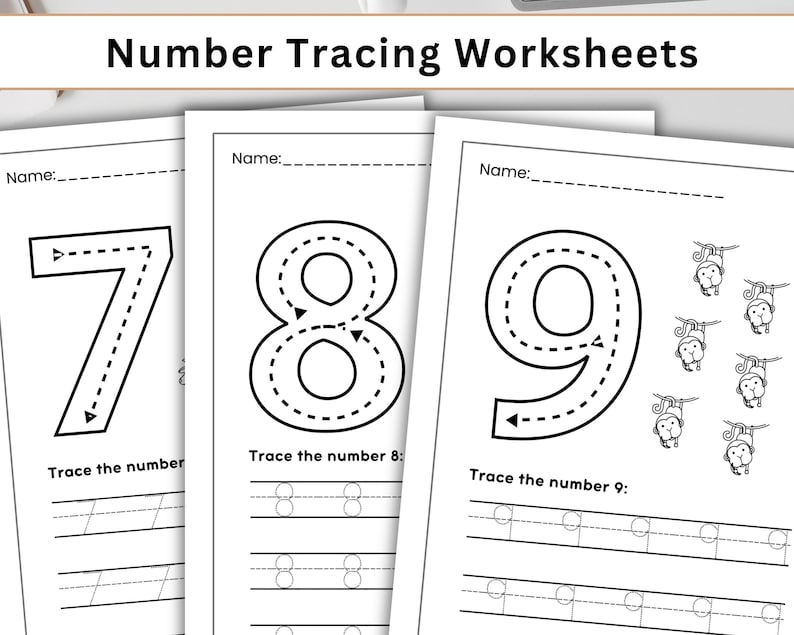 Number Tracing Worksheets. Printable Traceable Numbers. Preschool ...