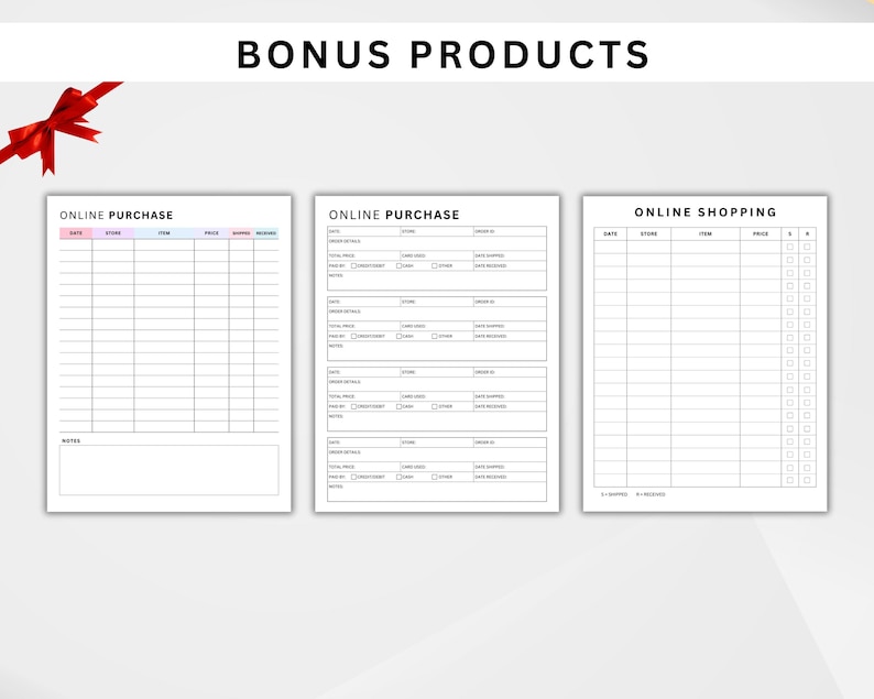 Printable Online Purchases Tracker. Online Shopping Tracker. Order ...