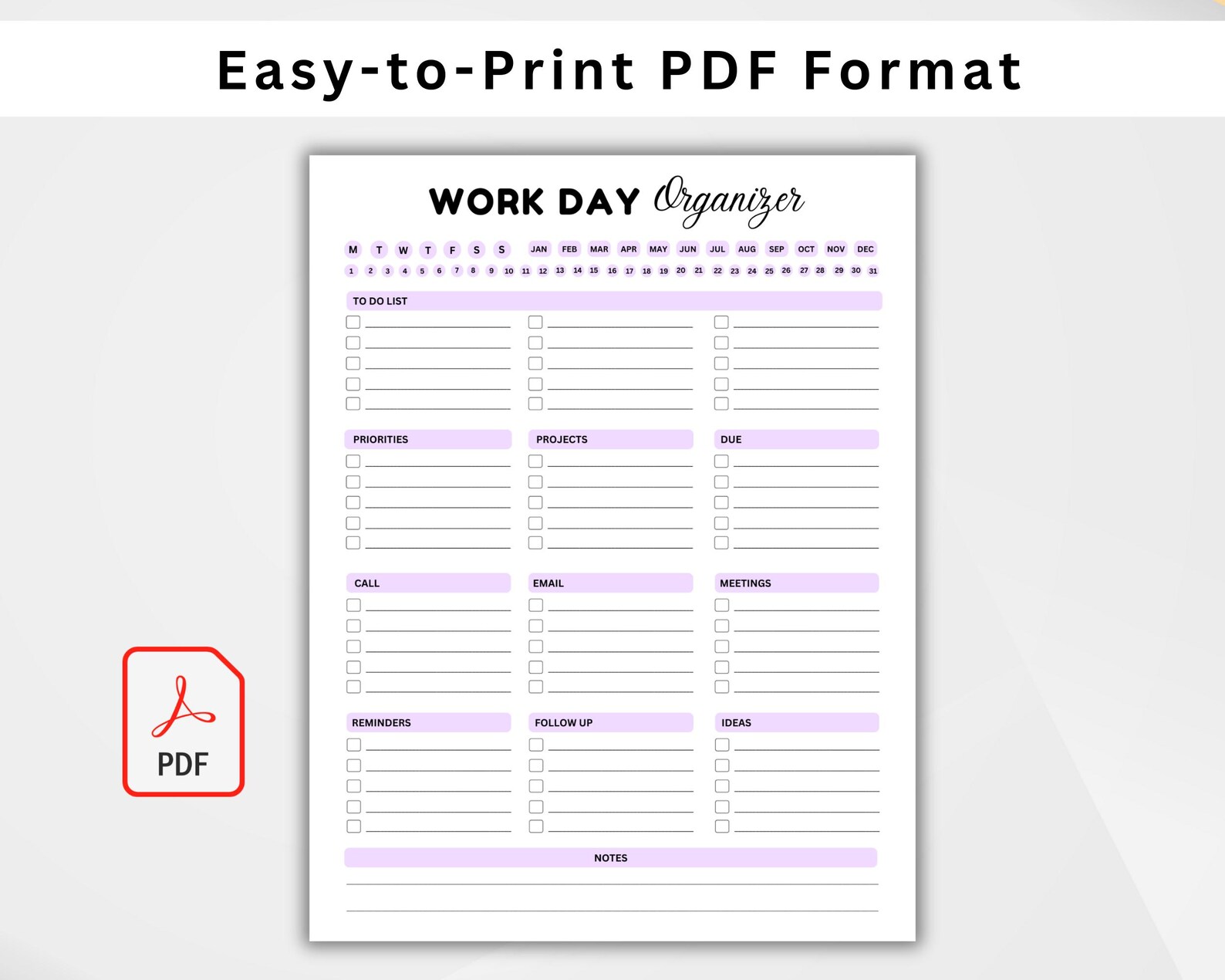 Printable Work Day Schedule Template. Daily Productivity Planner. Work ...
