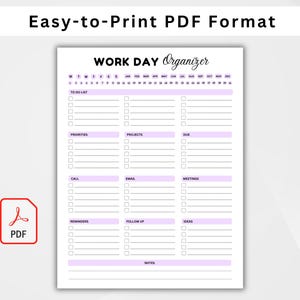 Printable Work Day Schedule Template. Daily Productivity Planner. Work ...