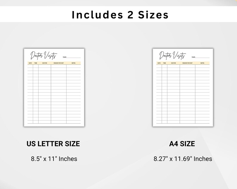 Printable Doctor Visit Tracker. Medical Record. Doctor Visit Notes ...