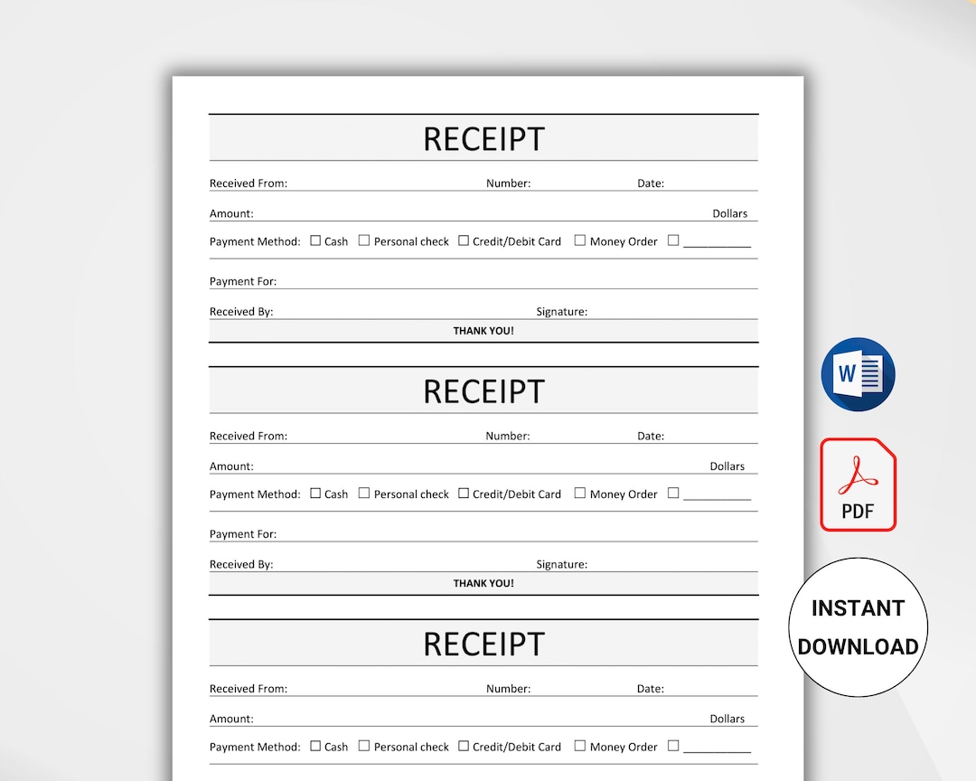 Receipt Template | Printable & Editable Receipt Form | Payment Receipt ...