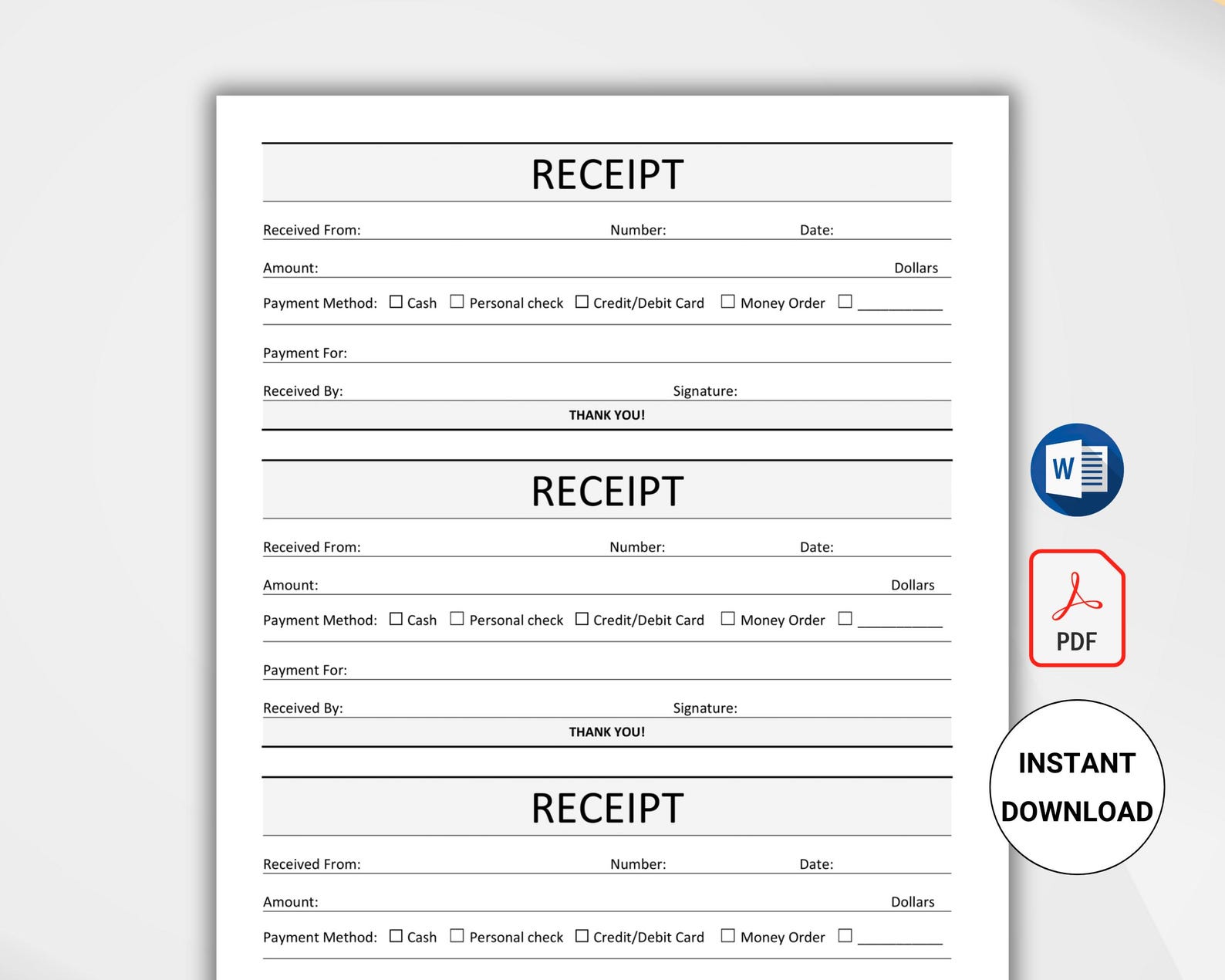 Receipt Template | Printable & Editable Receipt Form | Payment Receipt ...