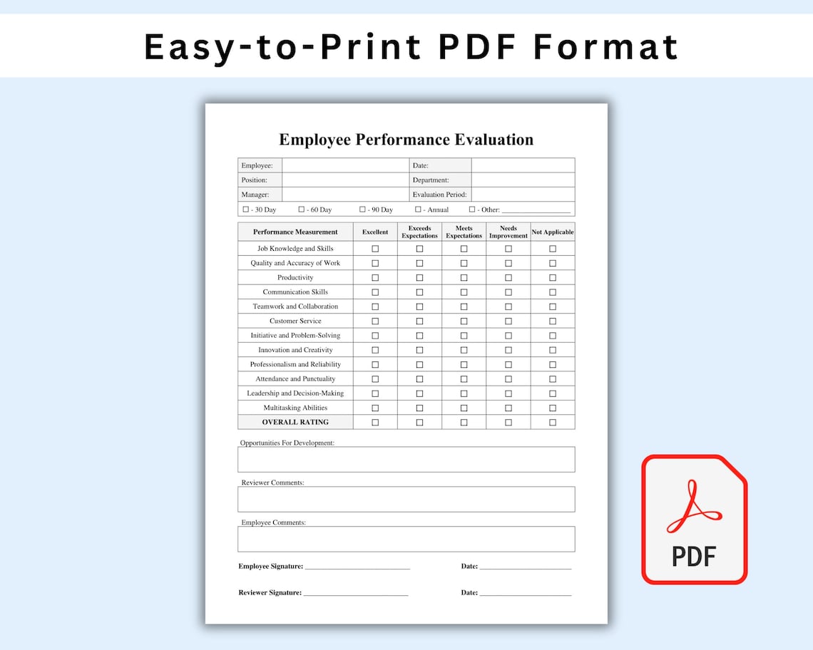 Employee Performance Evaluation Template. Employee Performance Review ...