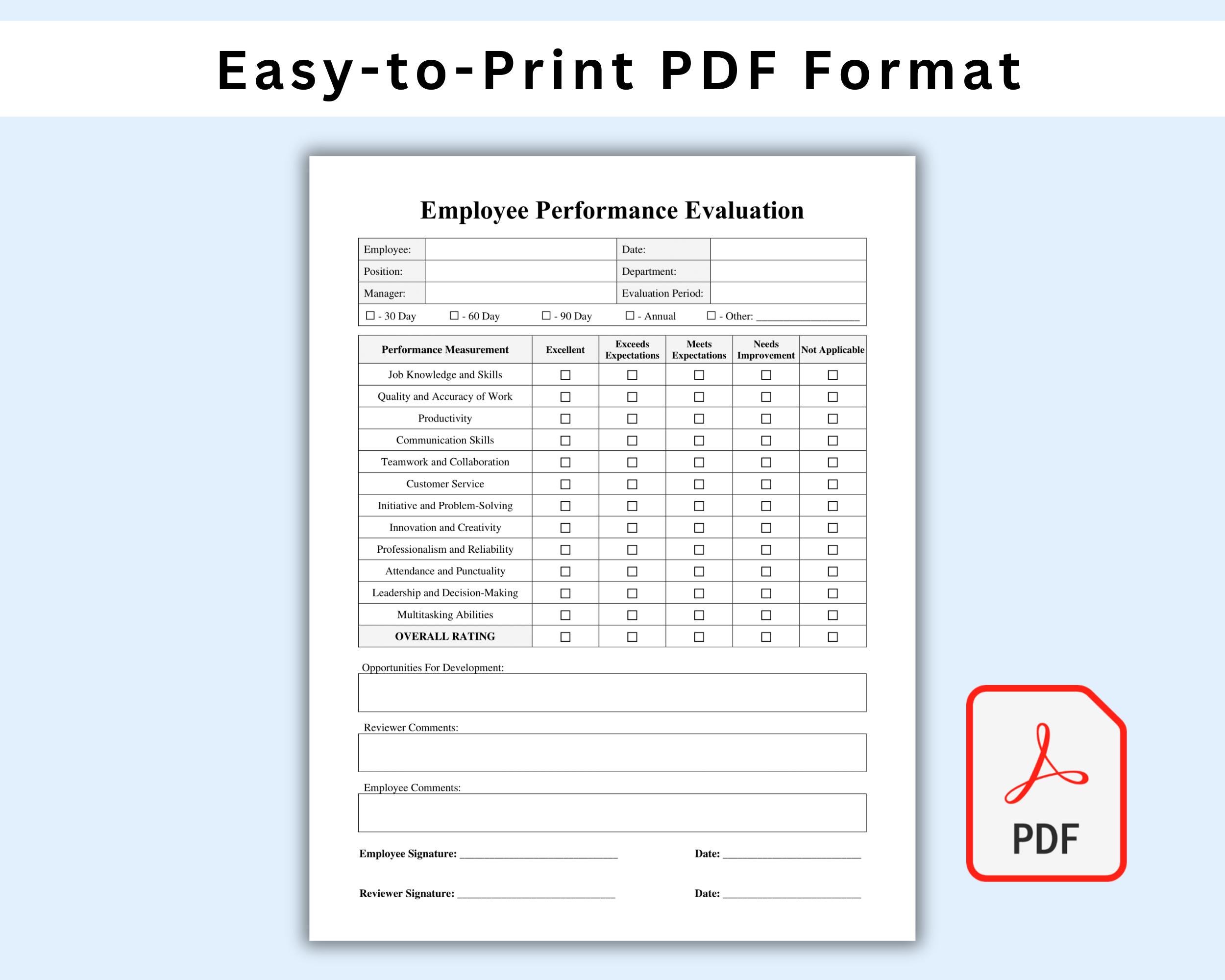 Employee Performance Evaluation Template. Employee Performance Review ...