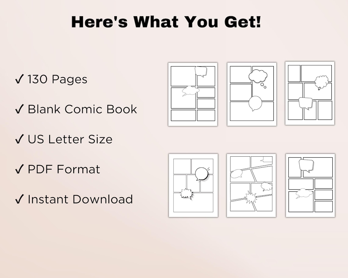 130 Blank Comic Book Template Printable. Comic Drawing Book. Comic ...