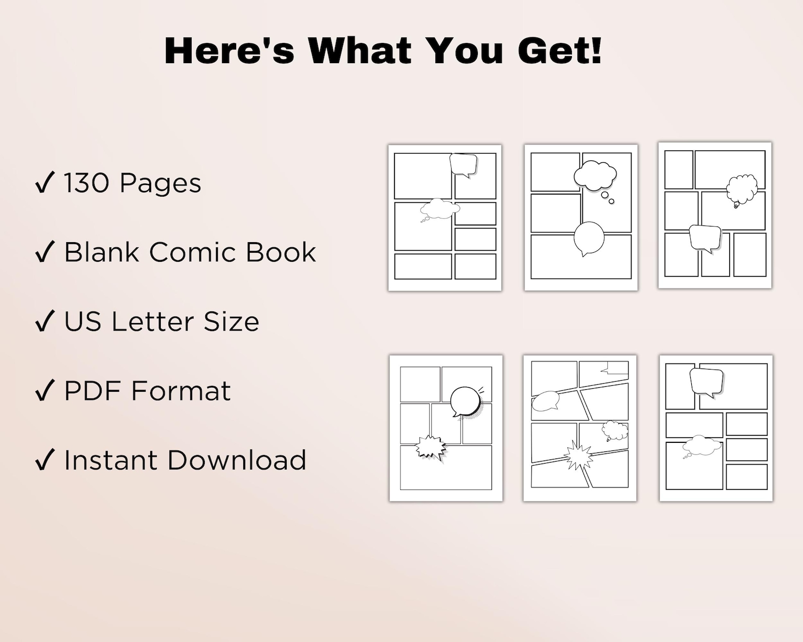 130 Blank Comic Book Template Printable. Comic Drawing Book. Comic ...