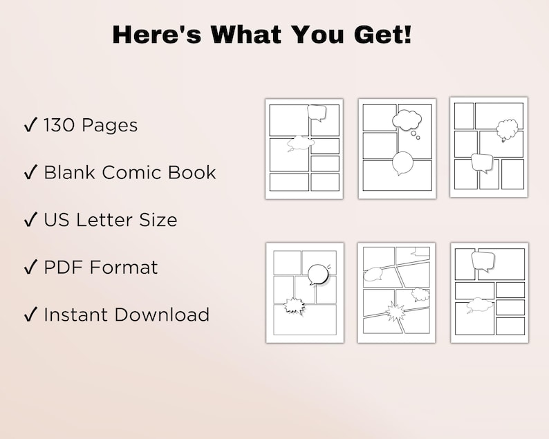 130 Blank Comic Book Template Printable. Comic Drawing Book. Comic ...