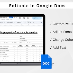 Editable Employee Performance Evaluation Template. Employee Performance ...