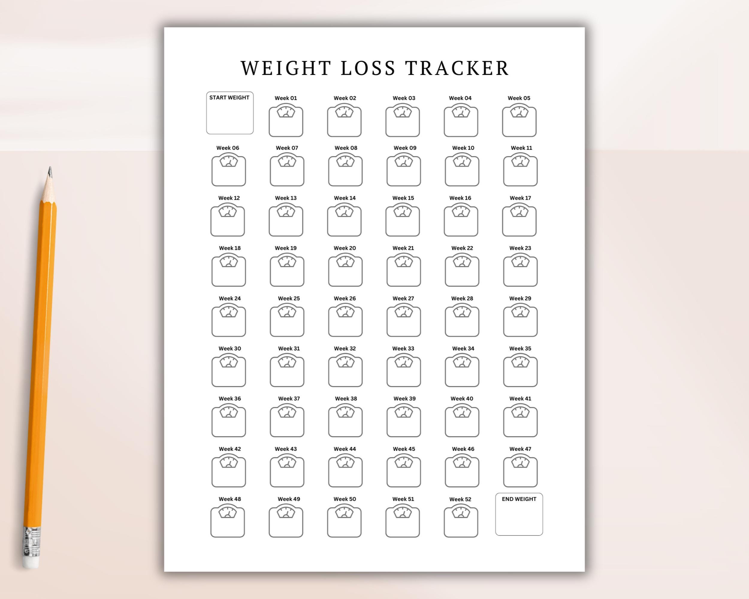 PRINTABLE Weight Tracker Weight Loss Planner. Weight Goal Tracker ...