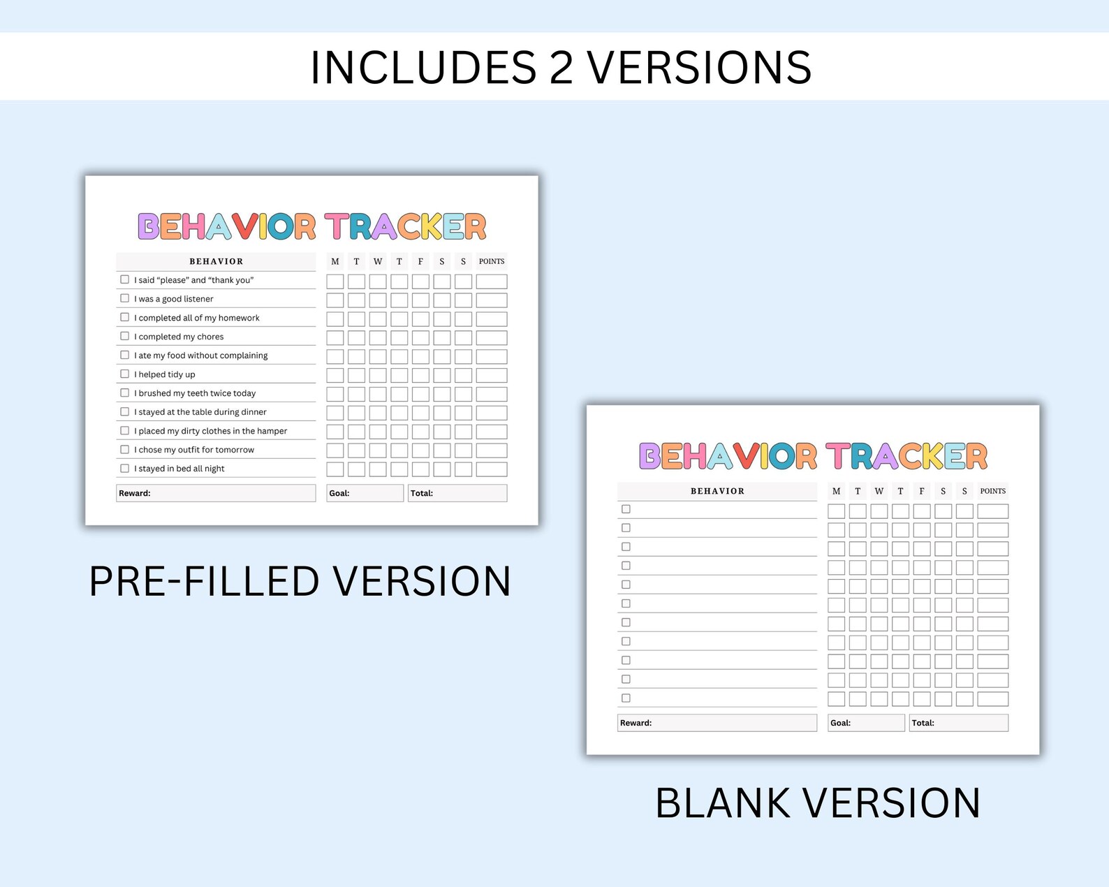 Behavior Tracker for Kids Printable. Good Behavior Chart. Behavior ...