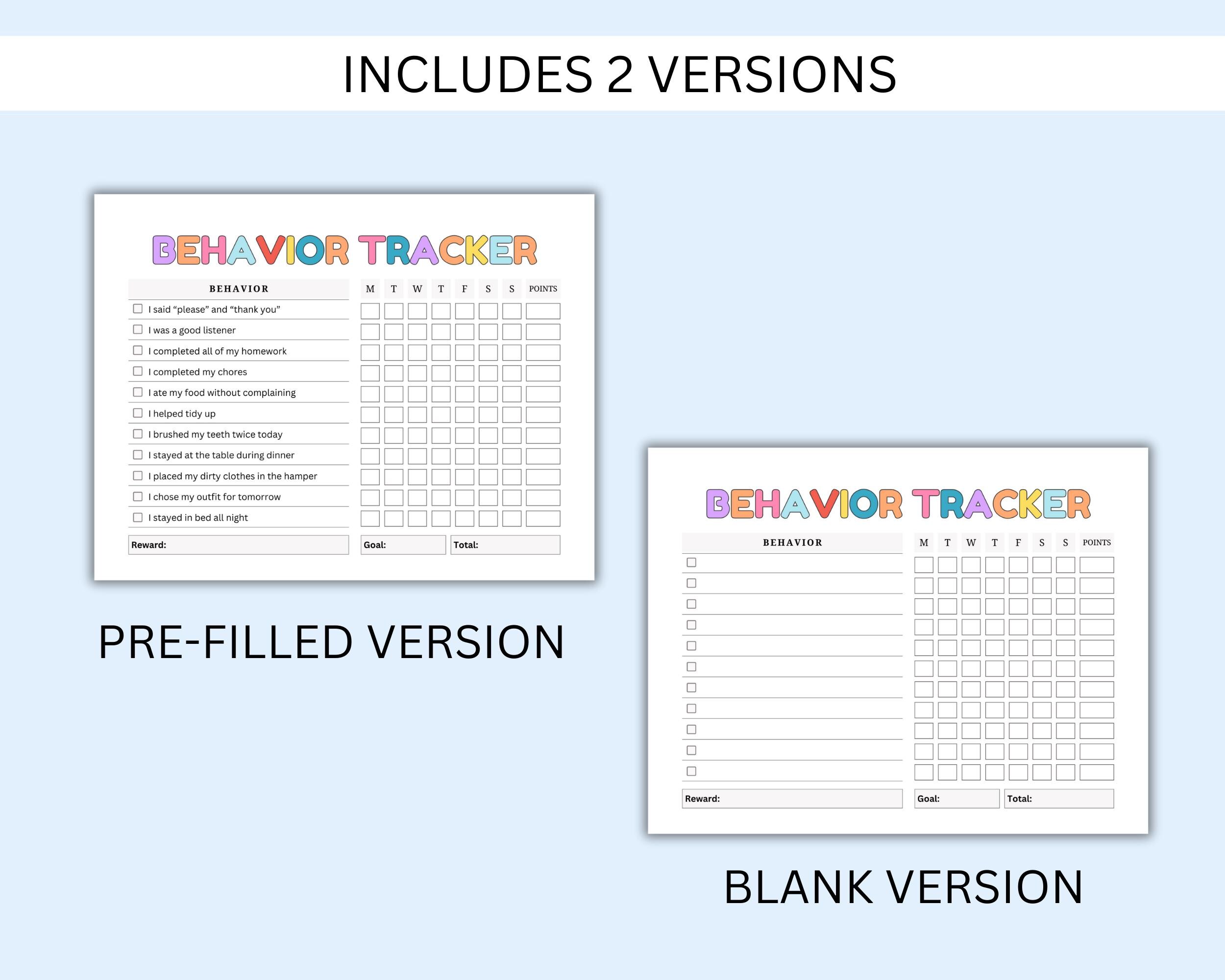 Behavior Tracker for Kids Printable. Good Behavior Chart. Behavior ...