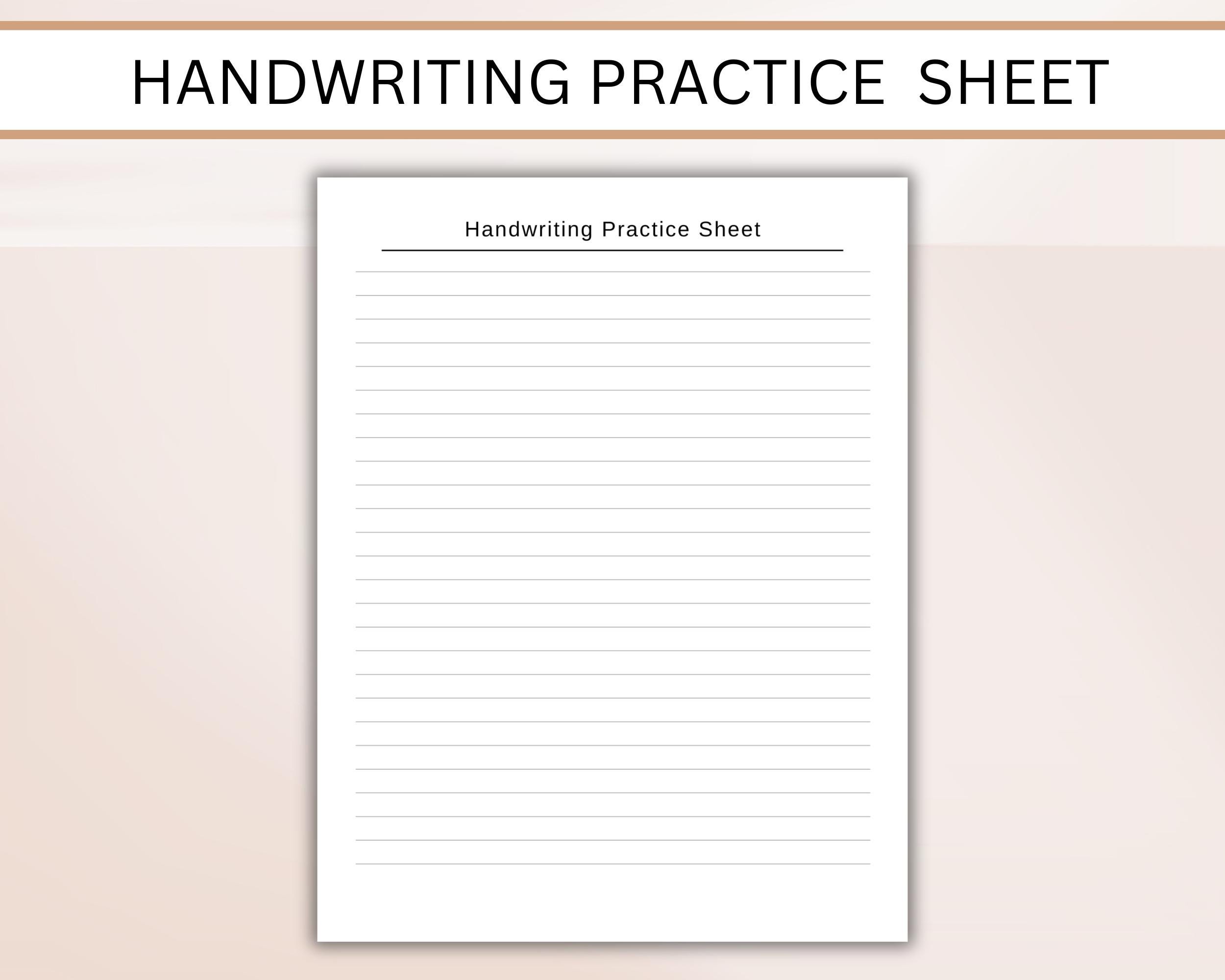 Handwriting Practice Sheets Printable PDF, Alphabet Writing Practice ...