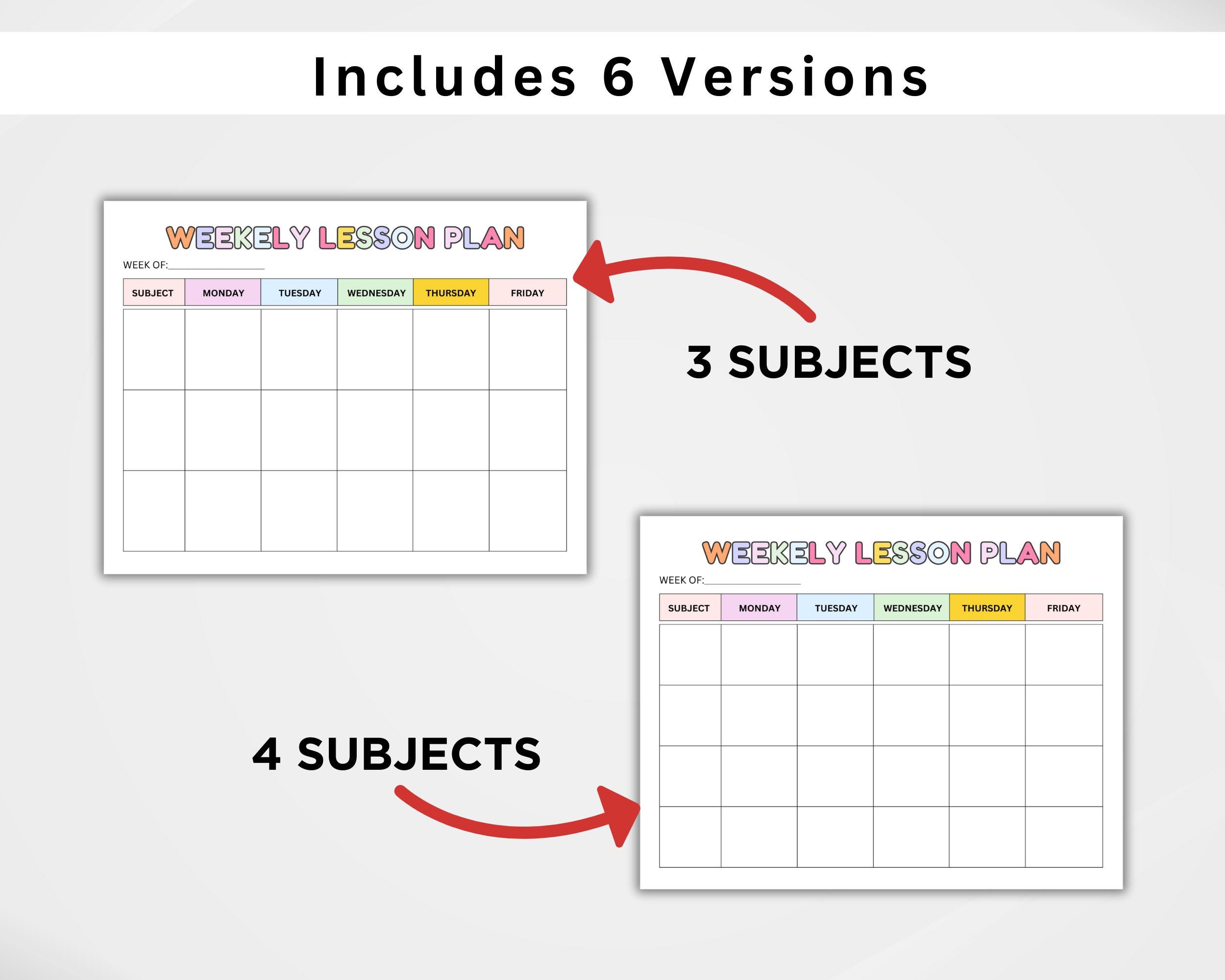 Printable Weekly Lesson Plan for Preschool. Homeschool Teacher Planner ...