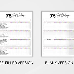 75 Soft Challenge Tracker. Daily Habit Tracker. Printable. Editable ...
