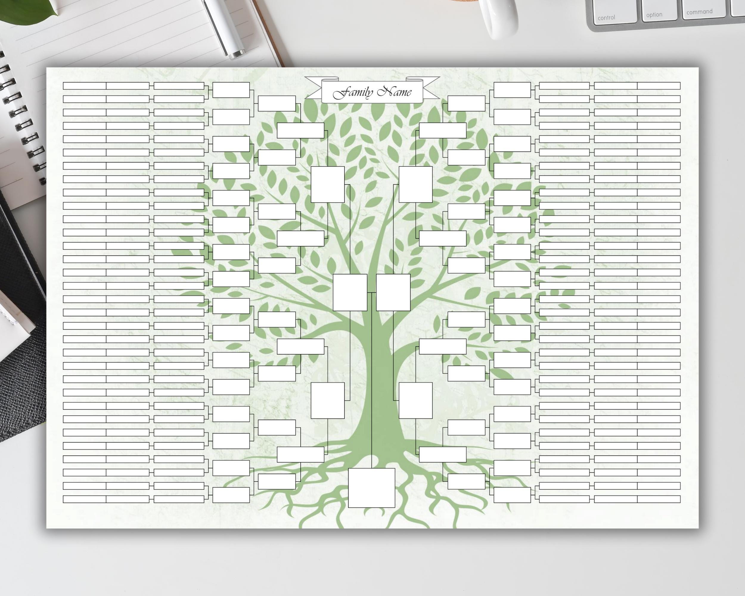 Printable Family Tree Chart - 8 Generations. Family Tree Templates ...