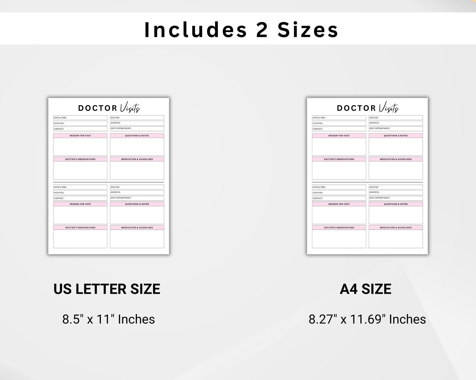 Doctor Visit Printable. Doctor Visit Notes. Health Planner Insert ...