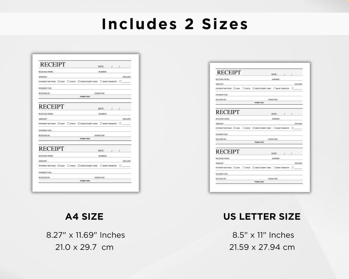 Receipt Template Printable. Customer Receipt. Editable Payment Receipt ...