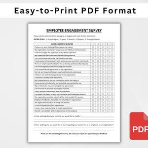 Editable Employee Engagement Survey Template, HR Feedback Form ...