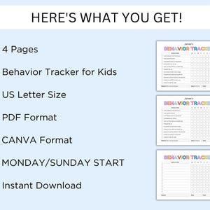 Behavior Tracker for Kids Printable. Good Behavior Chart. Behavior ...