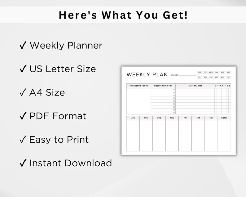 Printable Weekly Planner Landscape. Undated Planner. Week to Do List ...