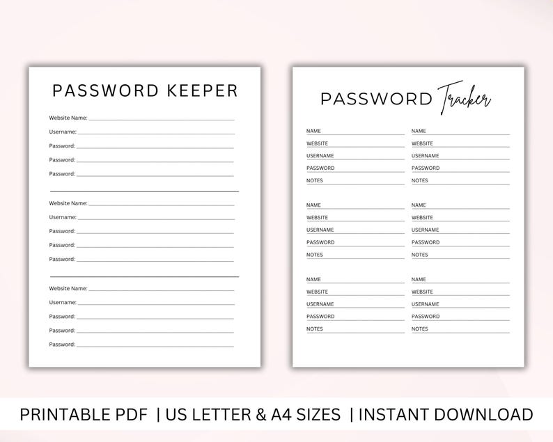 Password Tracker Bundle. Password Log. Password Keeper Sheet. Password ...